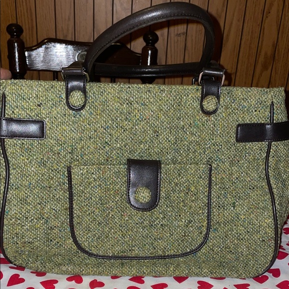 Ann Taylor | Bags | Vintage Green Brown Tweed Ann Taylor Hand Bag ...
